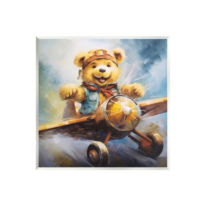 Stupell Industries Ba-973-Wood Pilot Bear With Airplane On Canvas by ...
