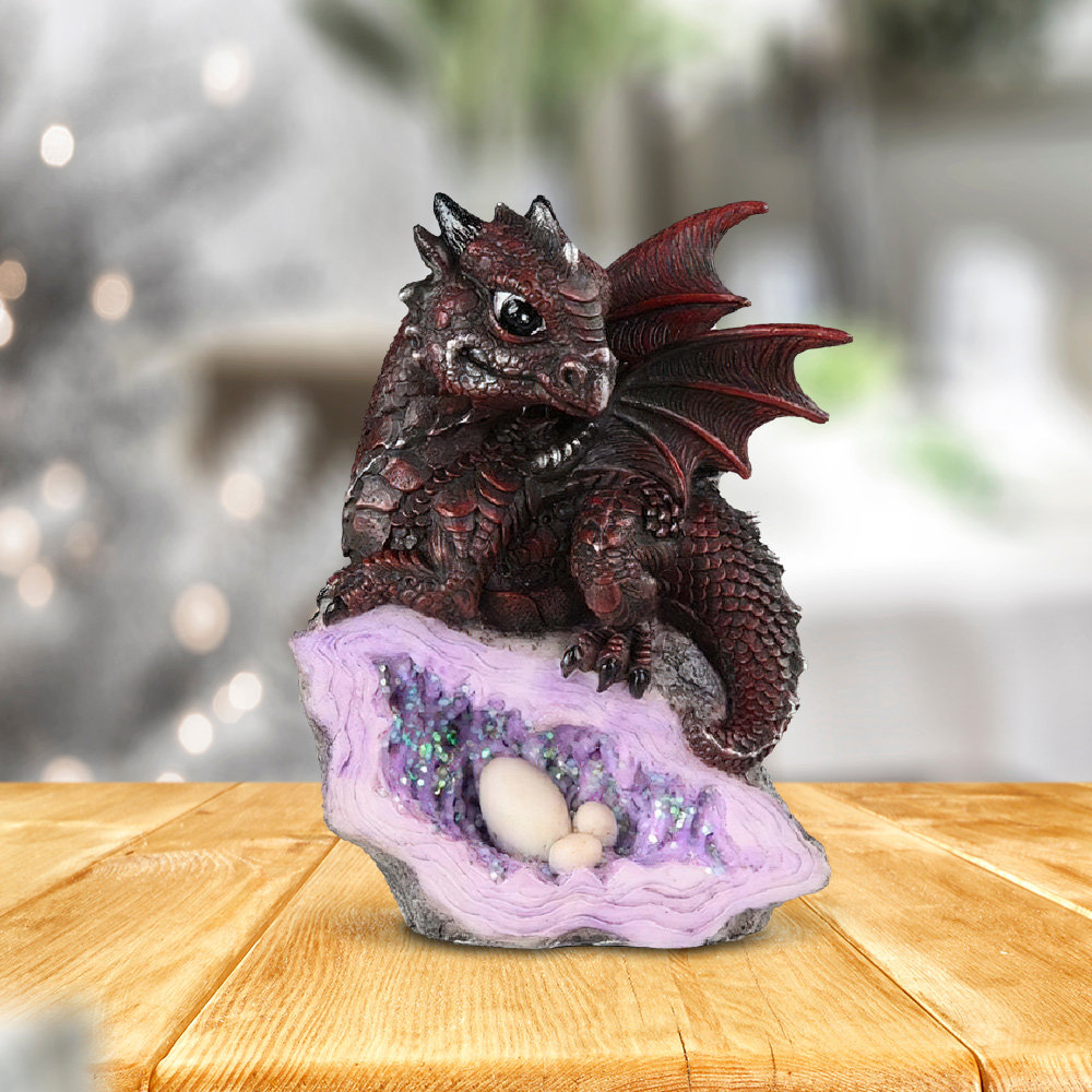 Trinx 5"H Medieval Red Volcano Dragon with Eggs Figurine - Wayfair Canada