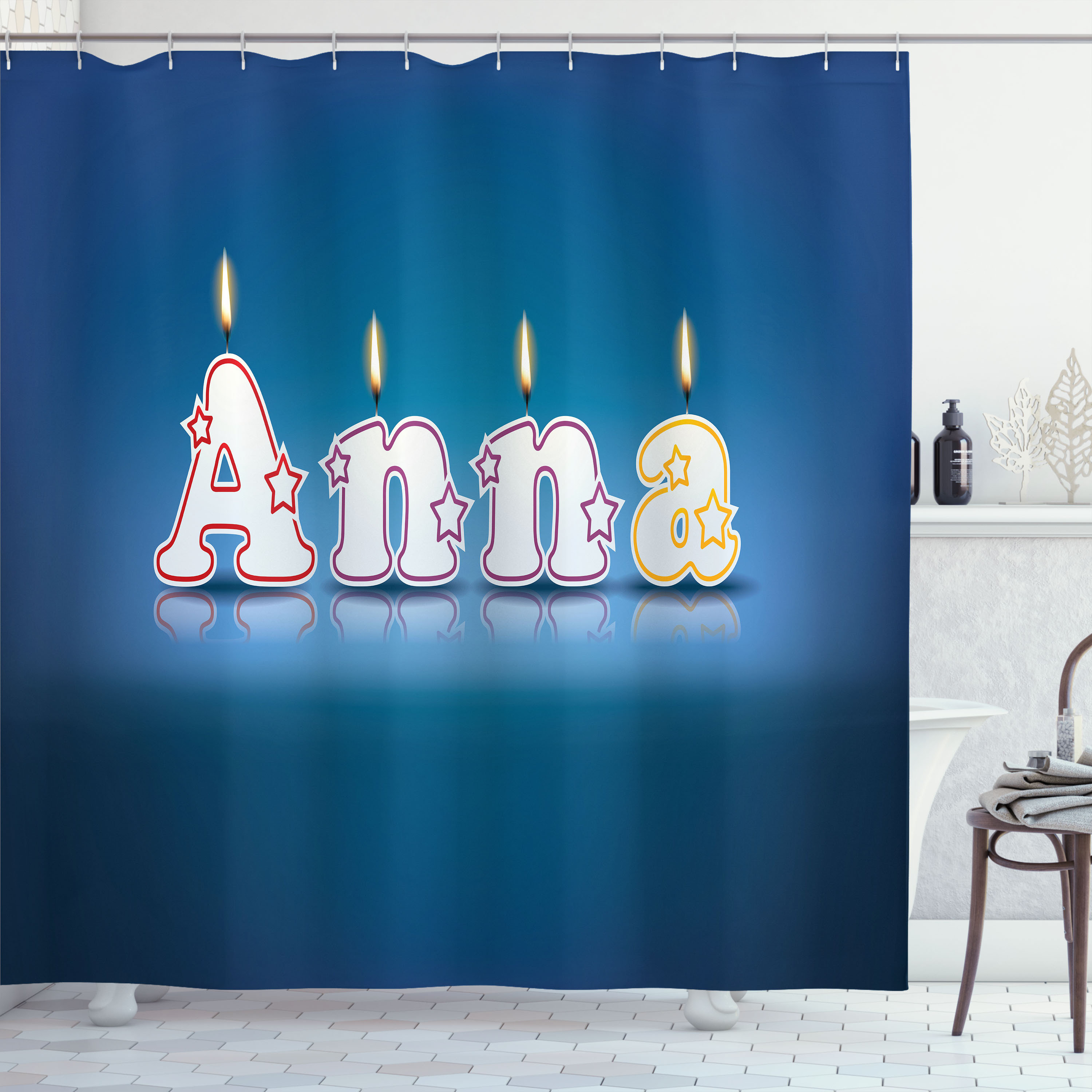 George Oliver Anna Shower Curtain Birthday Candles Name | Wayfair