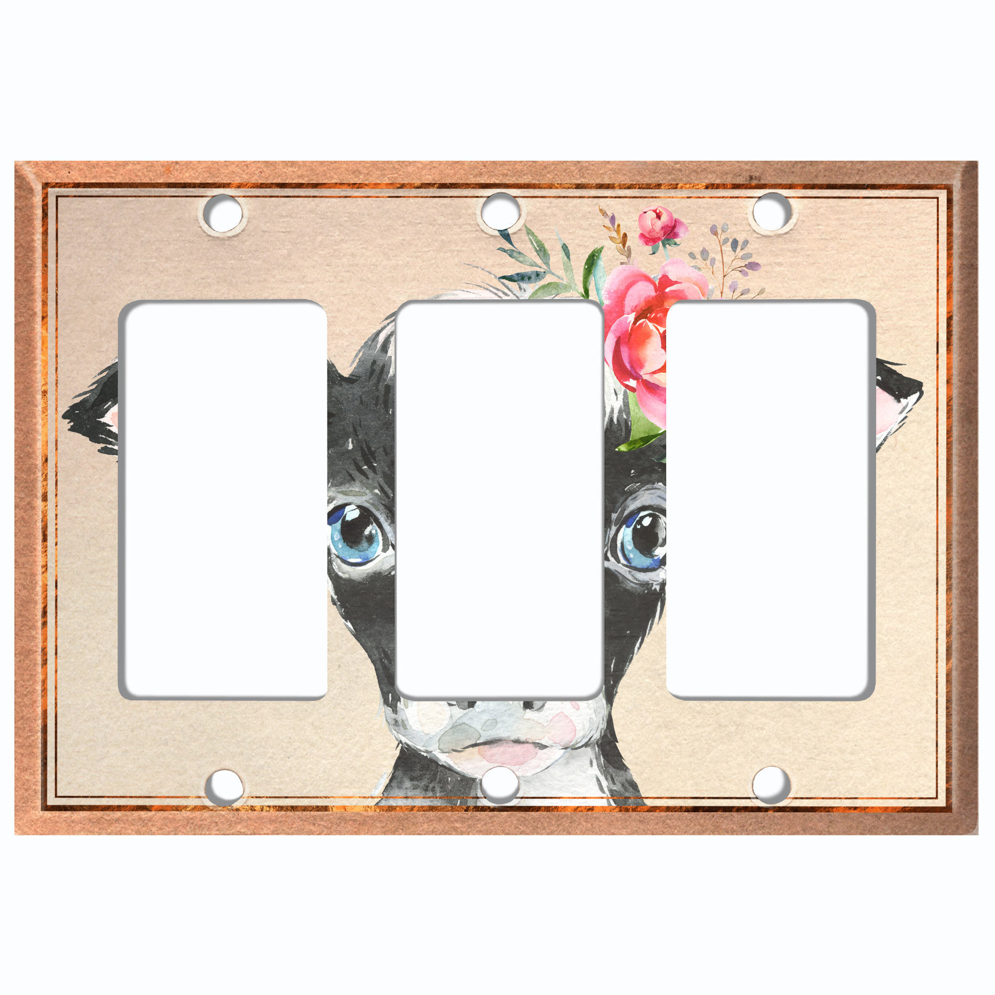WorldAcc Metal Light Switch Plate Outlet Cover (Cute Animal Baby Cow ...