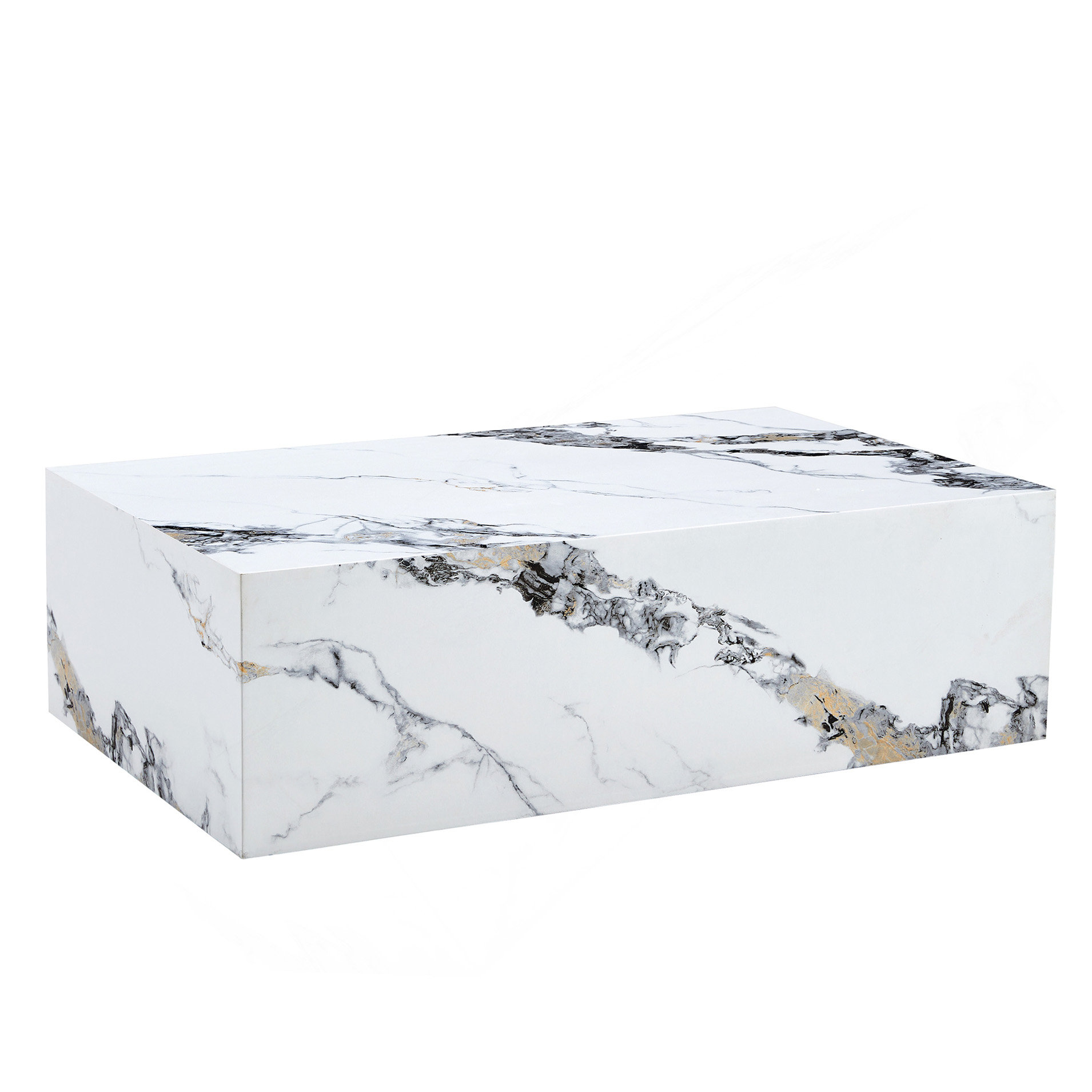 Ivy Bronx Modern MDF Coffee Table With Marble Pattern - 39.37X23.62X11 ...