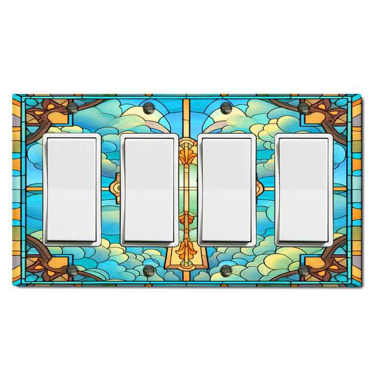 WorldAcc Metal Light Switch Plate Outlet Cover (Religious Cross Blue ...