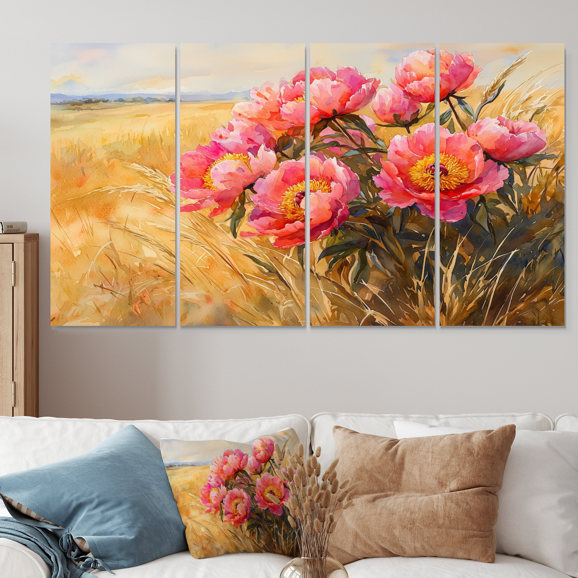 Winston Porter Countryside Peonies In TheAmber Field I - Peonies Wall ...