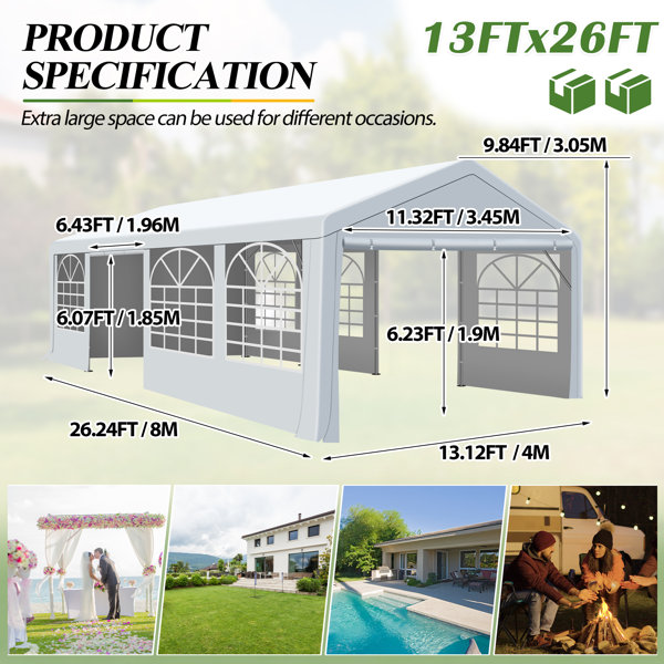 COVERONICS Outdoor Galvanized Steel Party Tent - Heavy Duty Removable ...