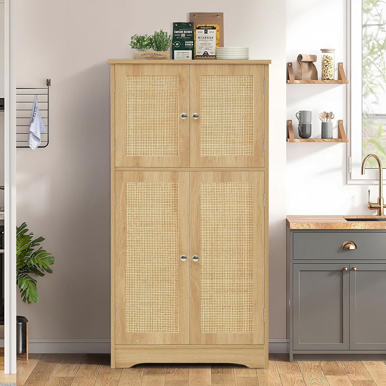 Bay Isle Home™ Storage Cabinet with 4 Rattan Doors & 2 Adjustable ...