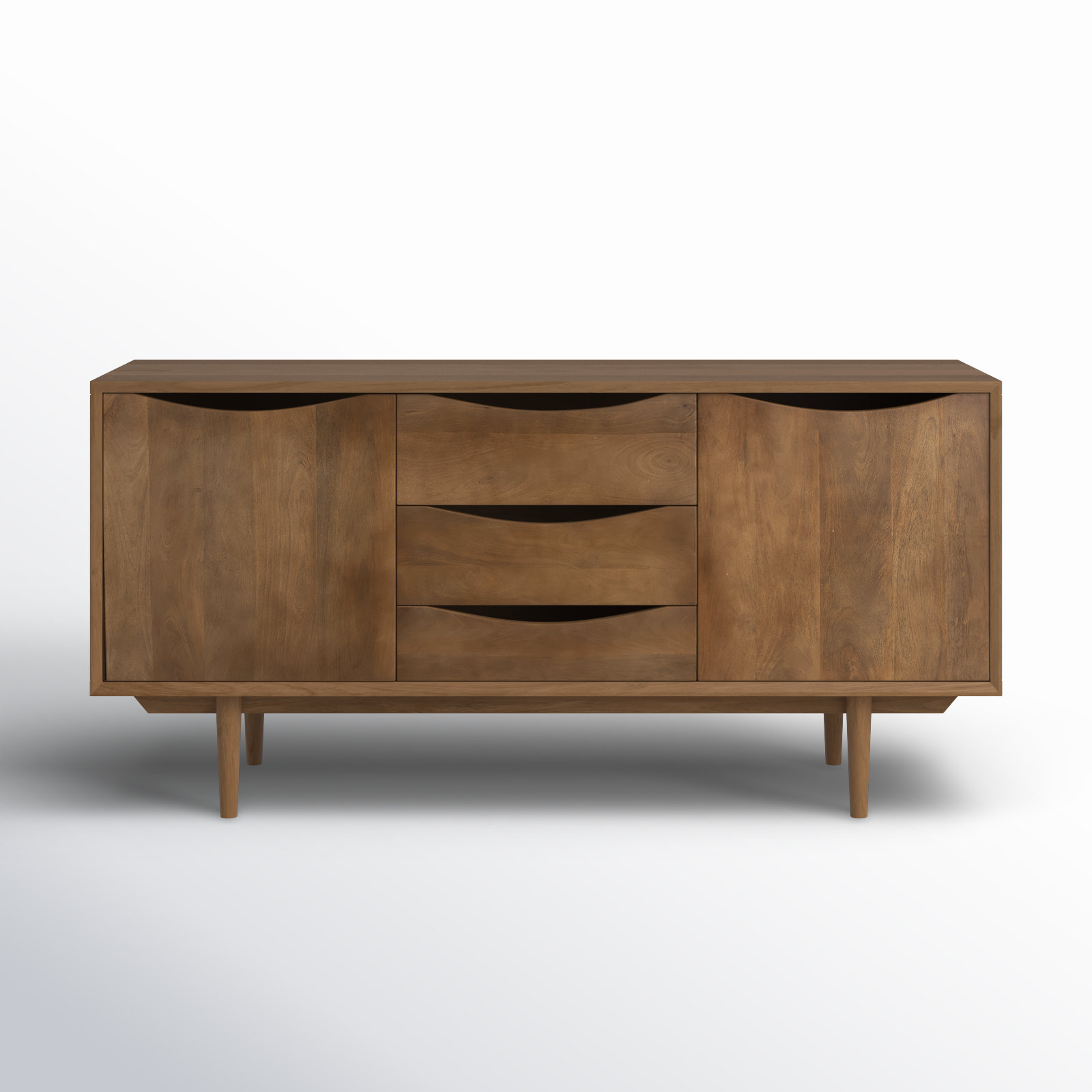 AllModern Ophelie 57.1" Wide 3 Drawer Mango Solid Wood Credenza ...