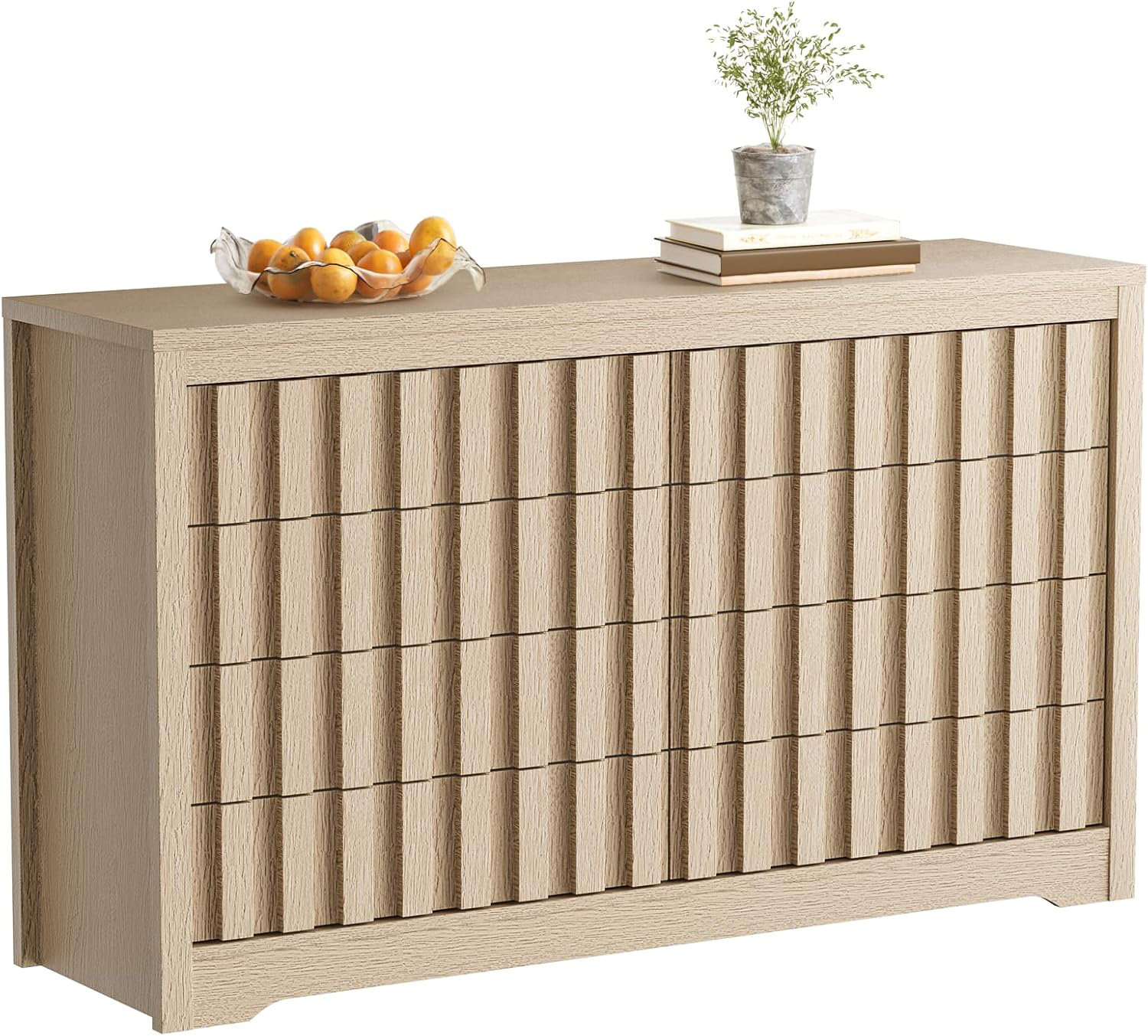 George Oliver 8-Drawer Handleless Dresser - Natural Oak, Modern Wood ...