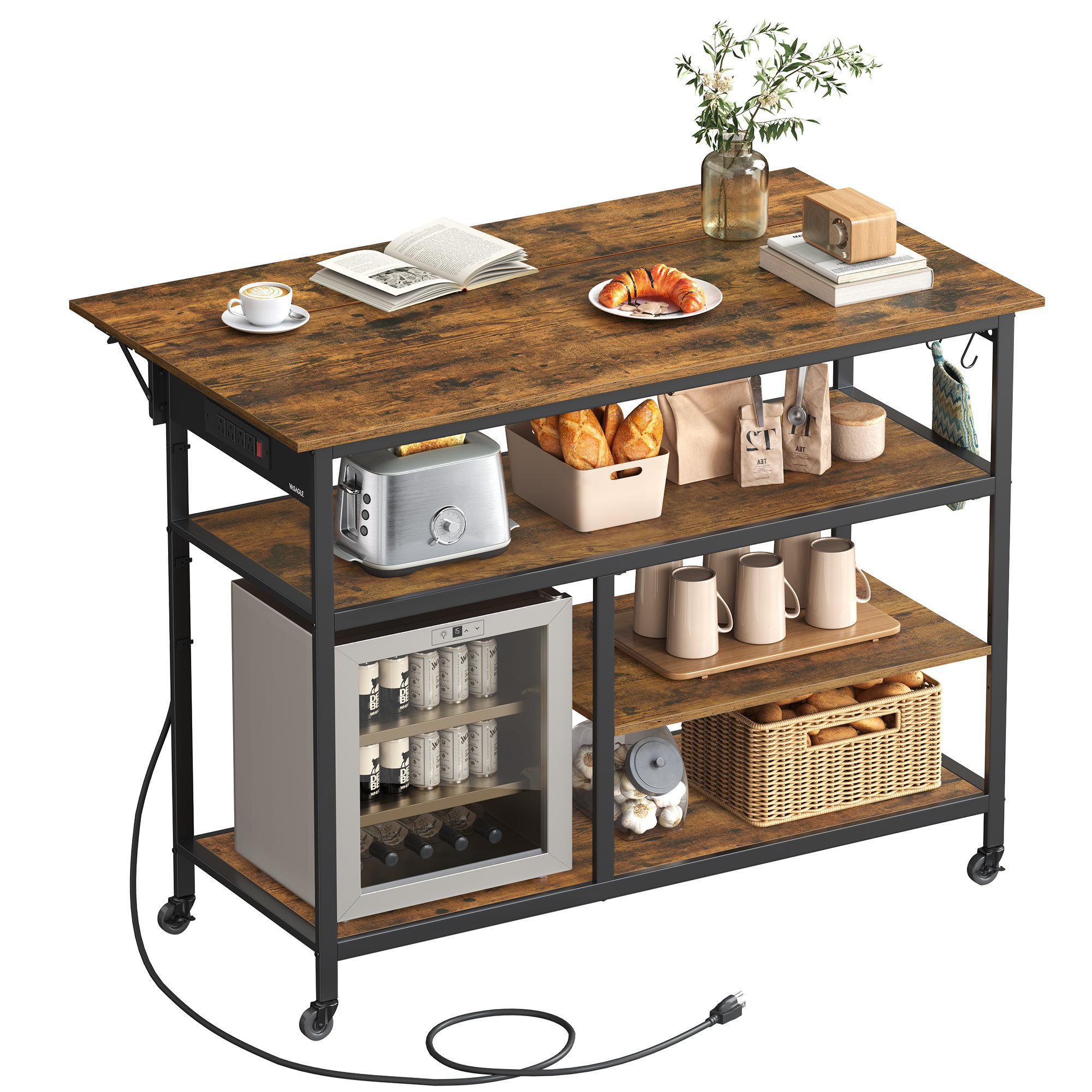 17 Stories Kitchen Workbench With Extendable Worktop | Wayfair