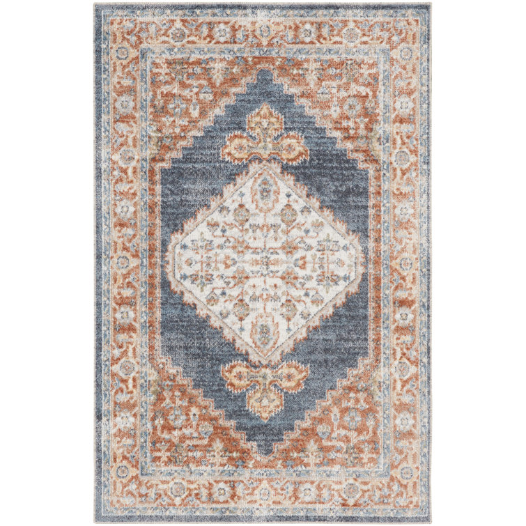 Bungalow Rose Makalyn Machine WashablePersian Denim Multi Area Rug ...