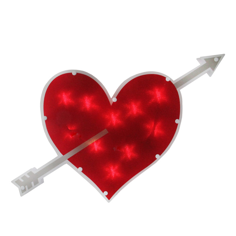 Sienna Lighting 18" Lighted Red Heart with Arrow Valentine's Day Window ...