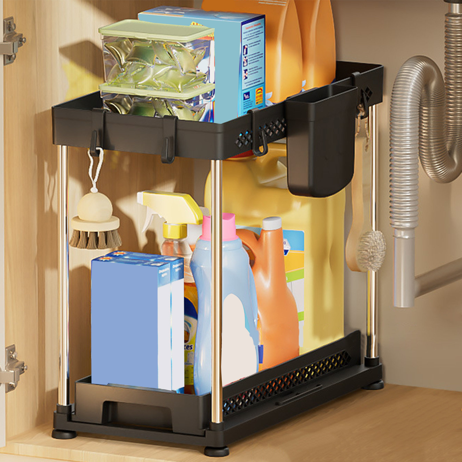 Latitude Run® Pull-Out Drawers Organizer Storage Rack Large Capacity ...