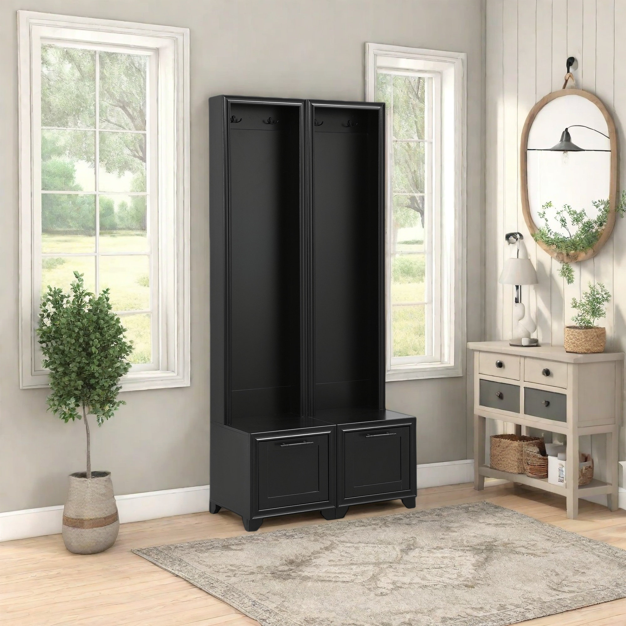 Red Barrel Studio® Retro 3-In-1 Narrow Hall Tree Set With Bench ...