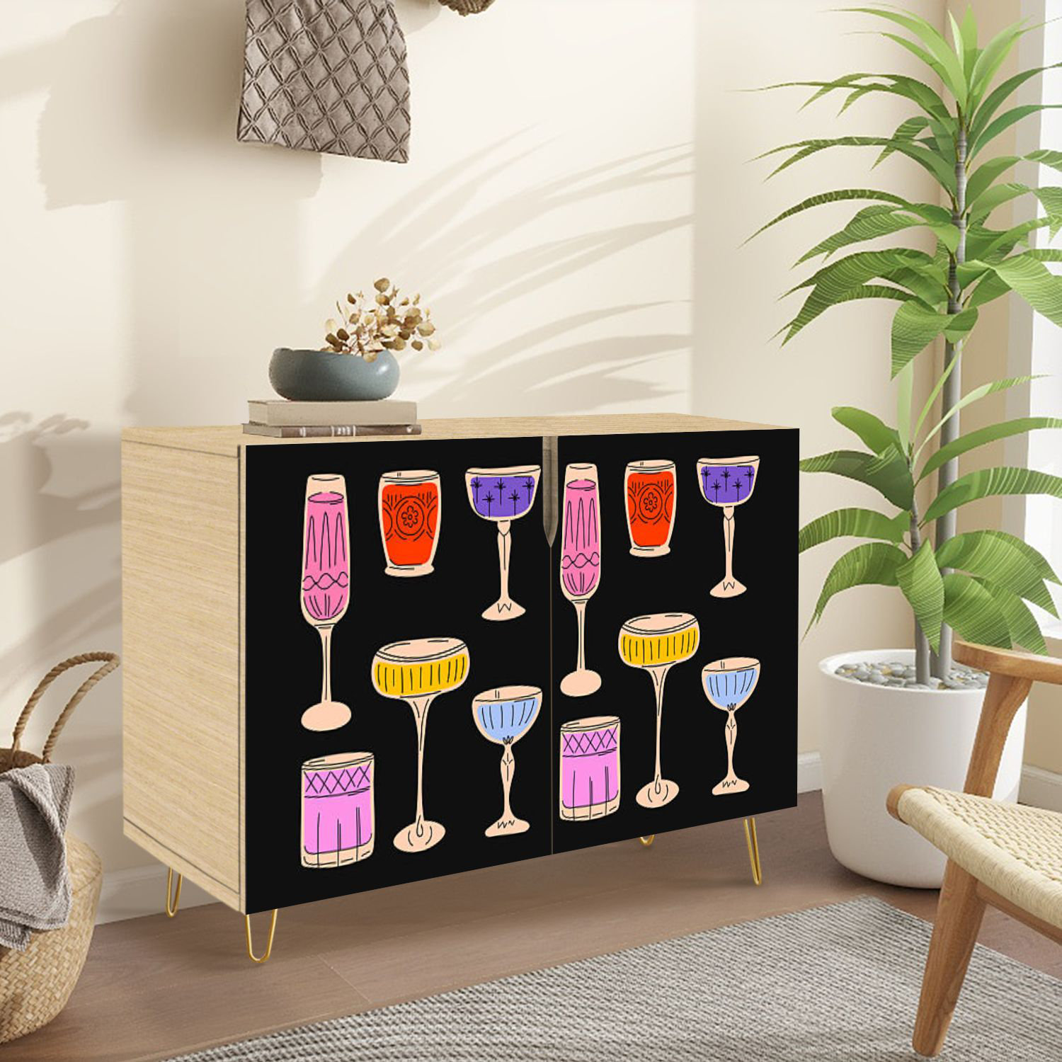 Dakota Fields Sideboard Buffet Cabinet with Storage Retro cartoon ...