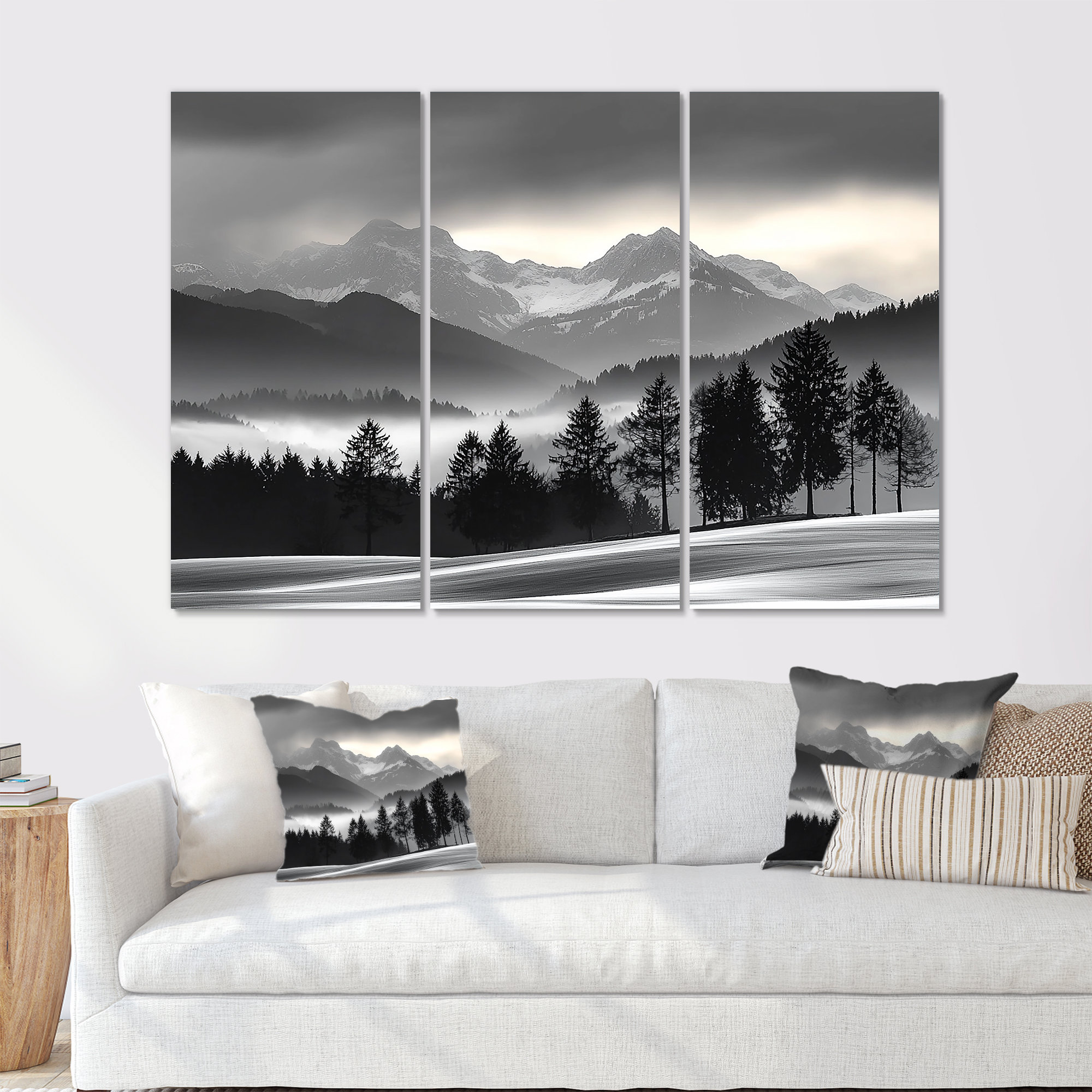 Millwood Pines Gold And Grey Winter Mountain And Lake Scenery II ...