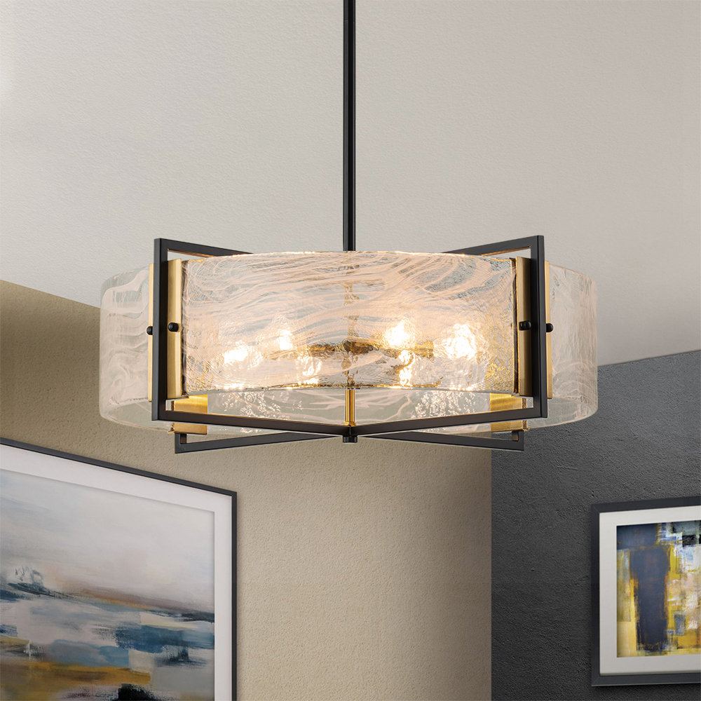 Ebern Designs 6-Light White Mist Glass Drum Chandelier & Reviews | Wayfair