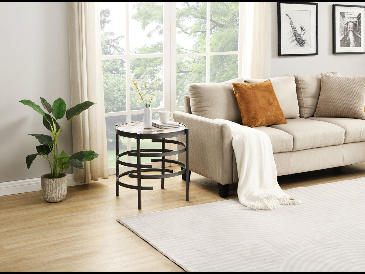 MR Elegant Pandora Sintered Stone End Table, Darker Gray Small Coffee ...