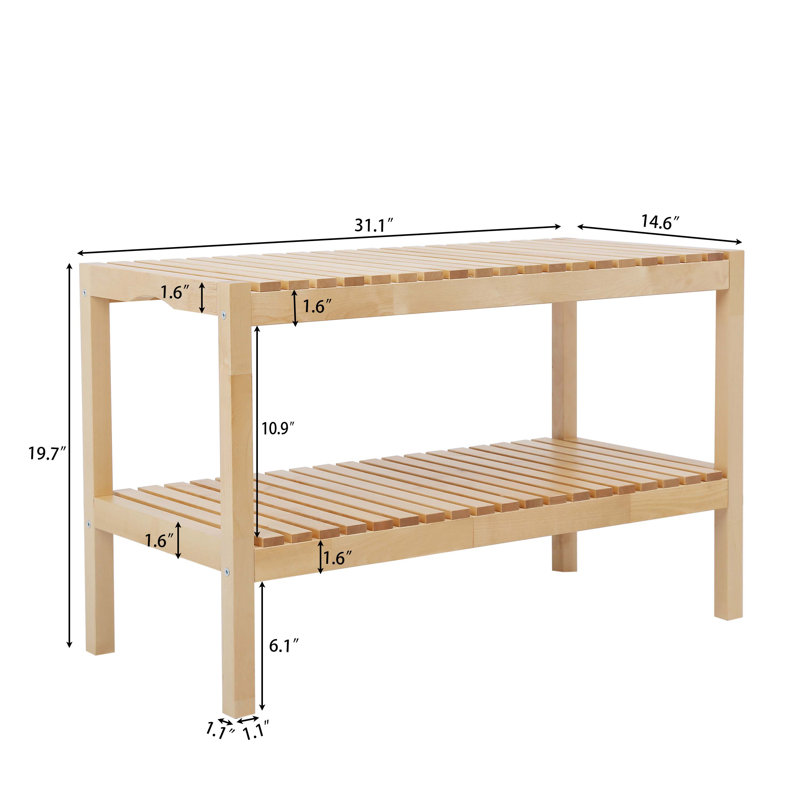 Latitude Run® 18 Pair Stackable Solid Wood Shoe Storage Bench | Wayfair