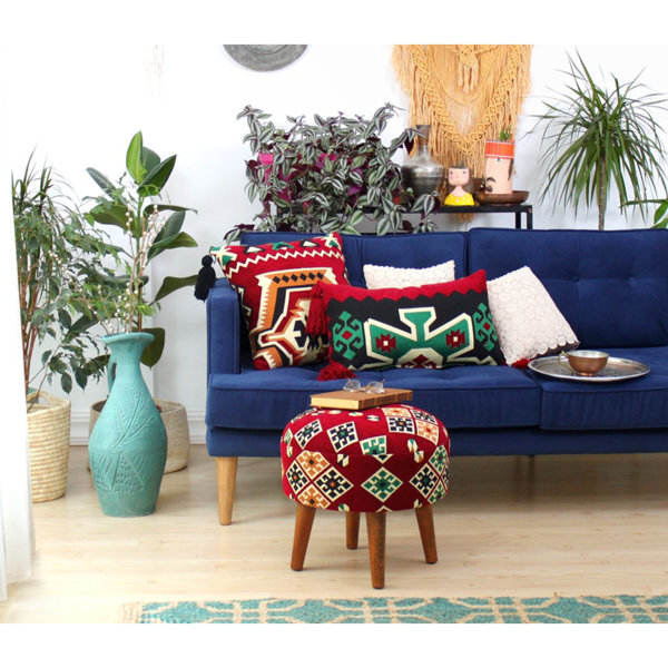 Latitude Vive Ainoriitta 46cm Wide Novelty Damask Footstool Ottoman ...