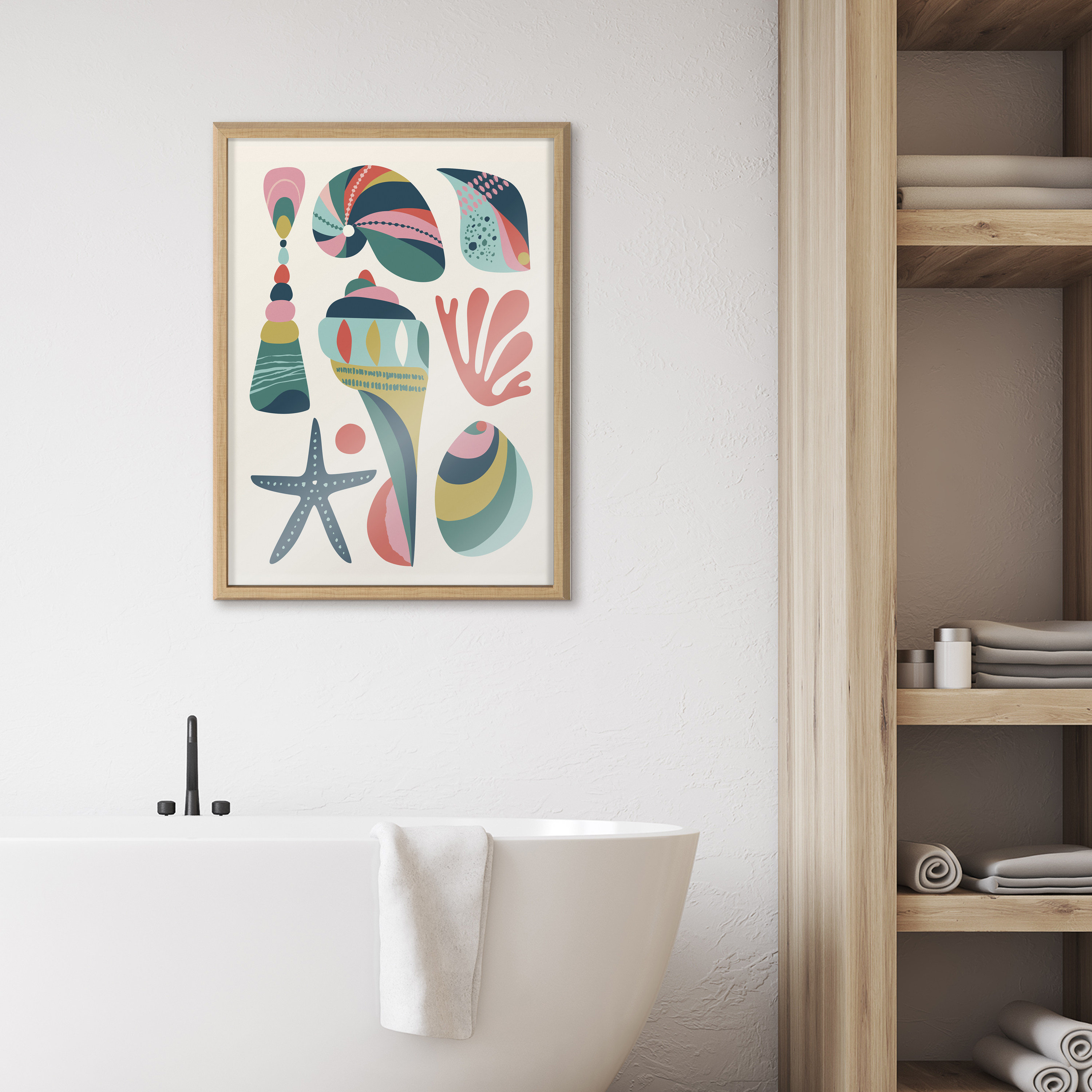 George Oliver Wimbley Blake Modern Colorful Seashells Framed Printed ...