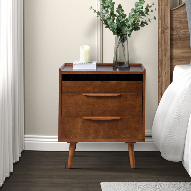 Sebrina 3 - Drawer 28“ Tall Nightstand with Built-In Outlets