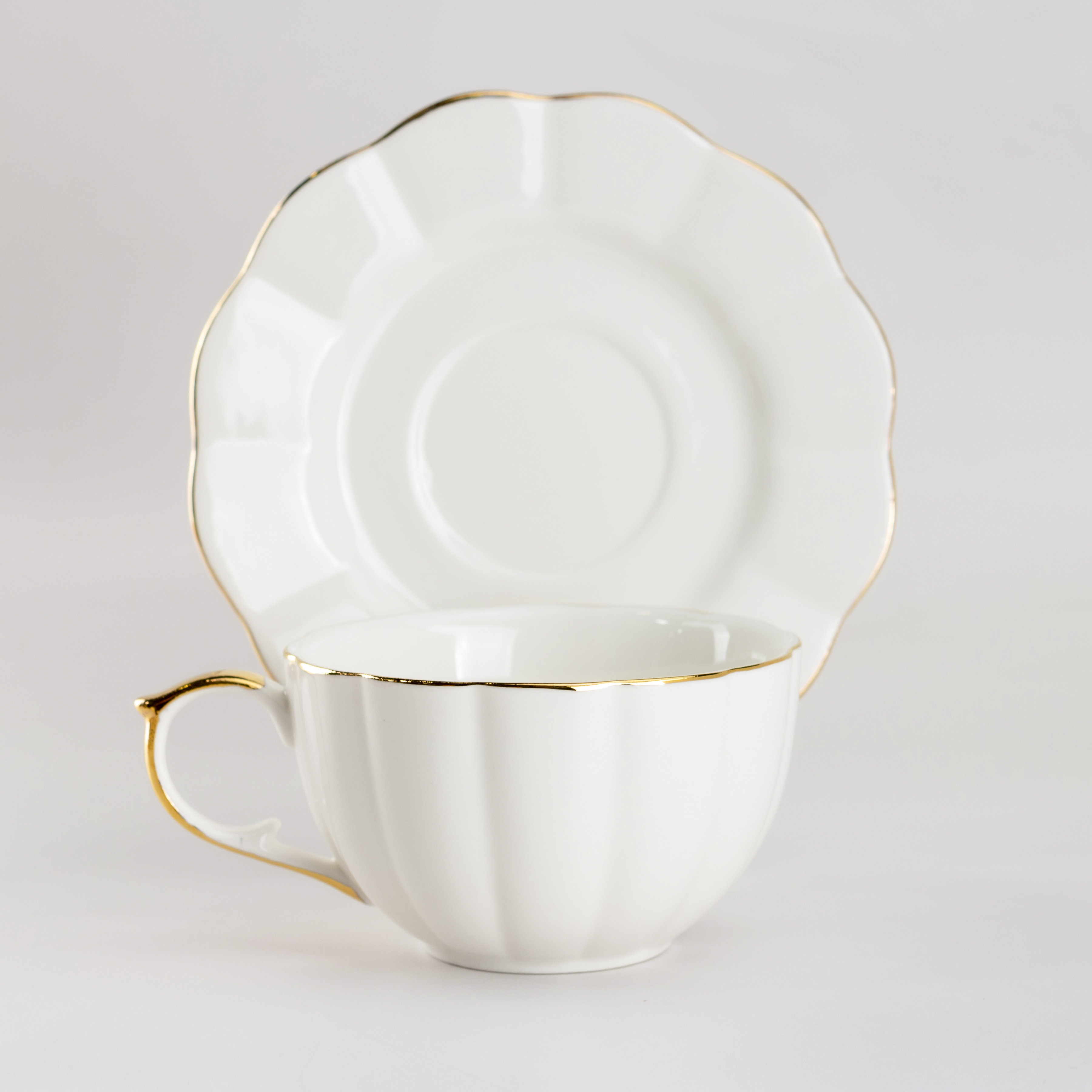Grace's Tea Ware White Scallop 7 oz. Teacup & Saucer & Reviews | Wayfair