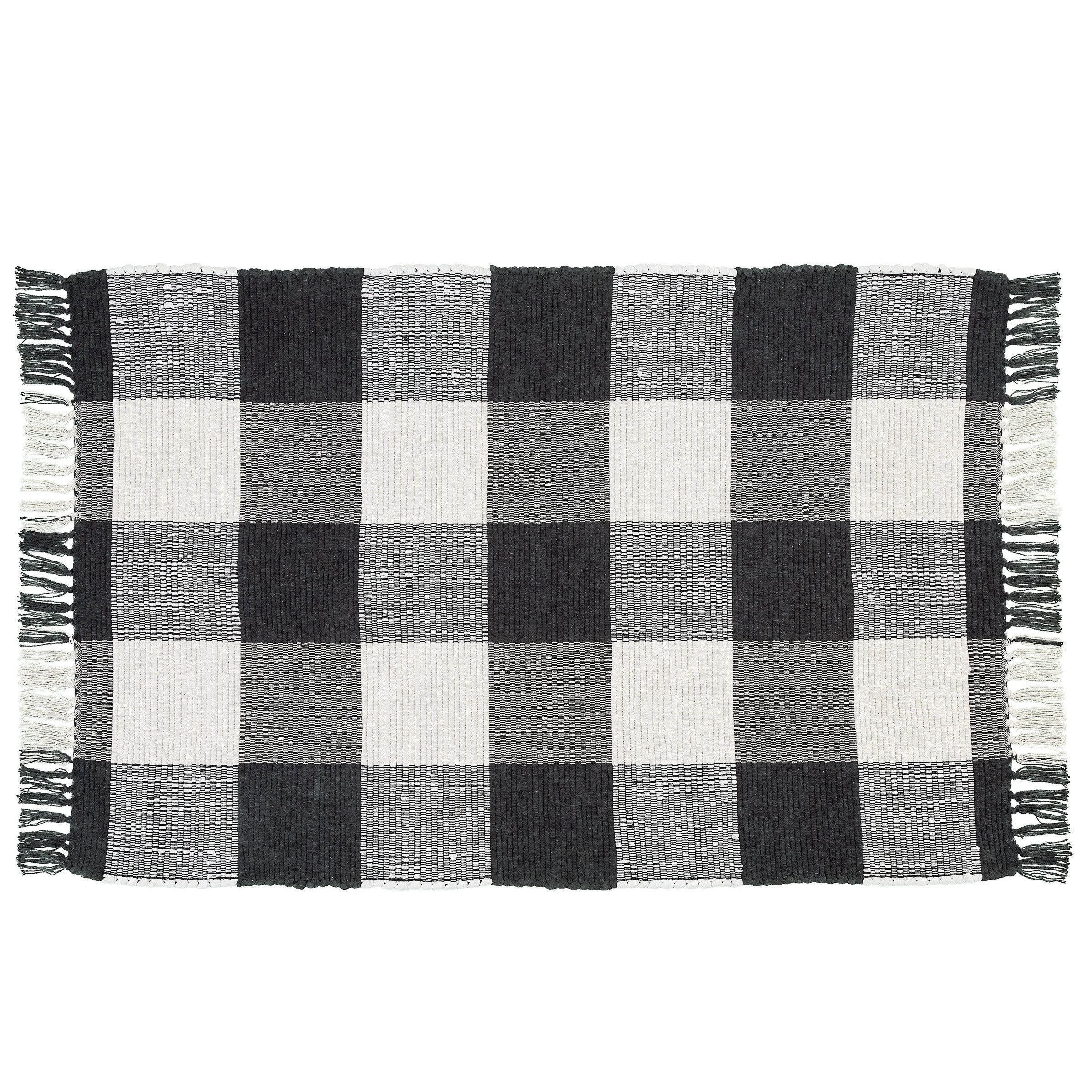 Gracie Oaks Lisseth Gracie Oaks Buffalo Check Rag Rug - Black & Cream ...