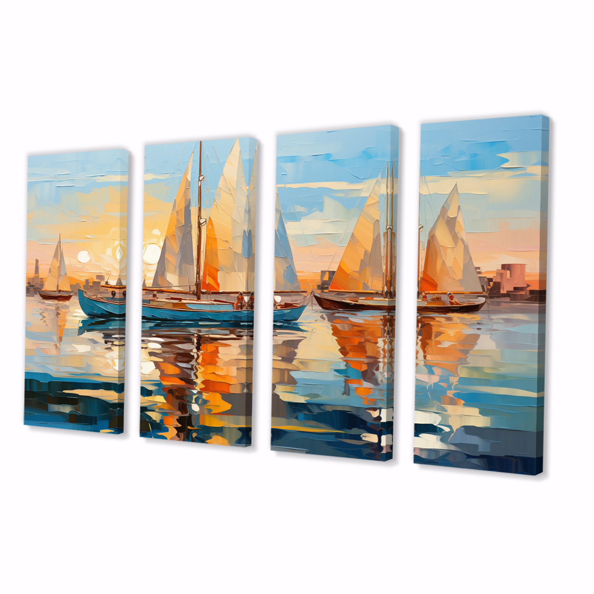 Breakwater Bay Sailboat Abstract Flotilla I - Sailing Boat Canvas Art ...