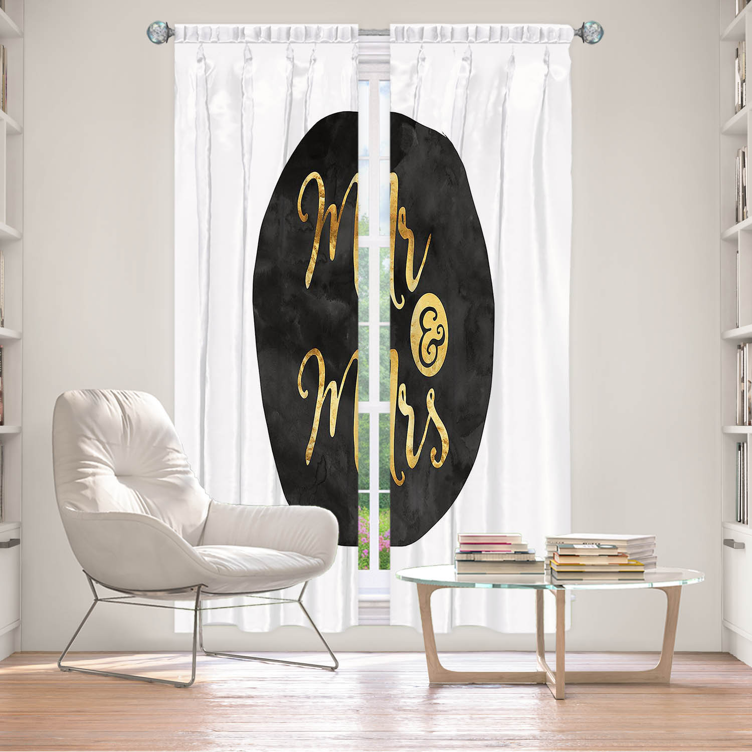 East Urban Home Eyal 2 Piece Mr. Mrs. Circle Polyester Curtain Set ...