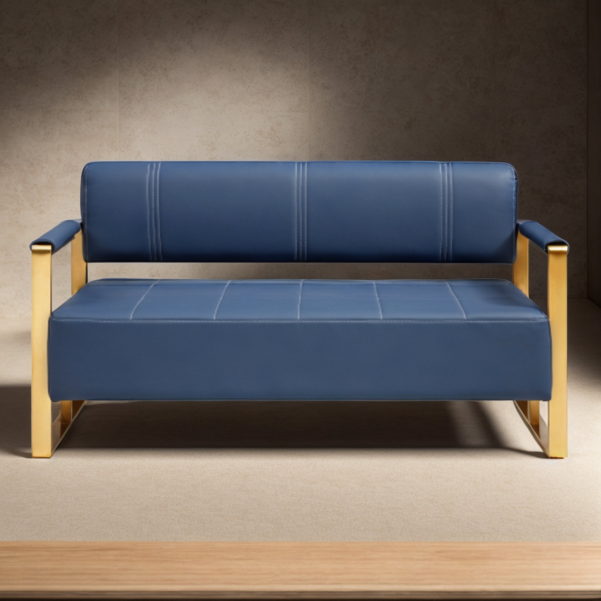 Mercer41 57.9" Width Modern Upholstery Faux Bonded Leather Loveseat ...