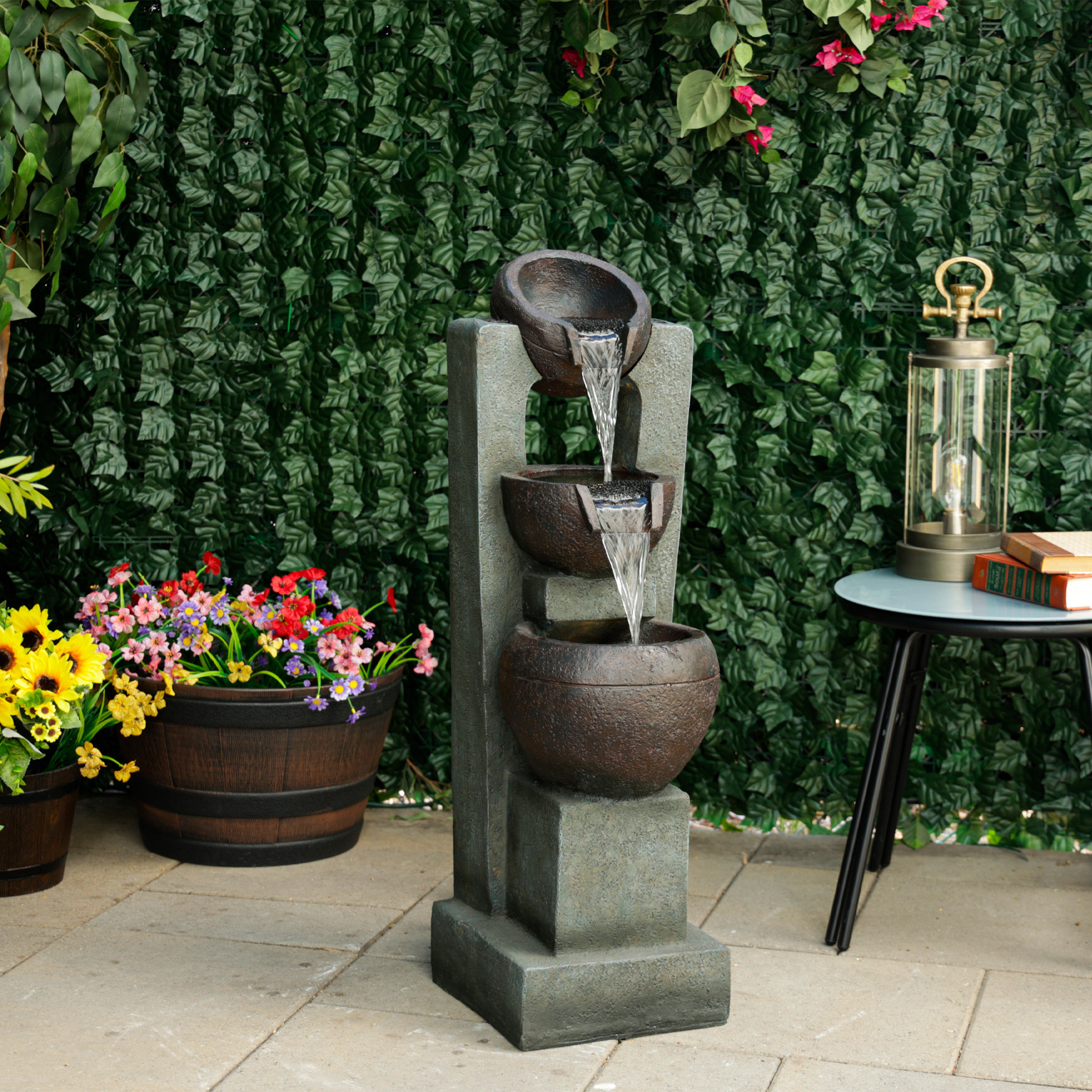 Loon Peak 3-Tier Basin Cascading Fountain with LED Lights - Wayfair Canada