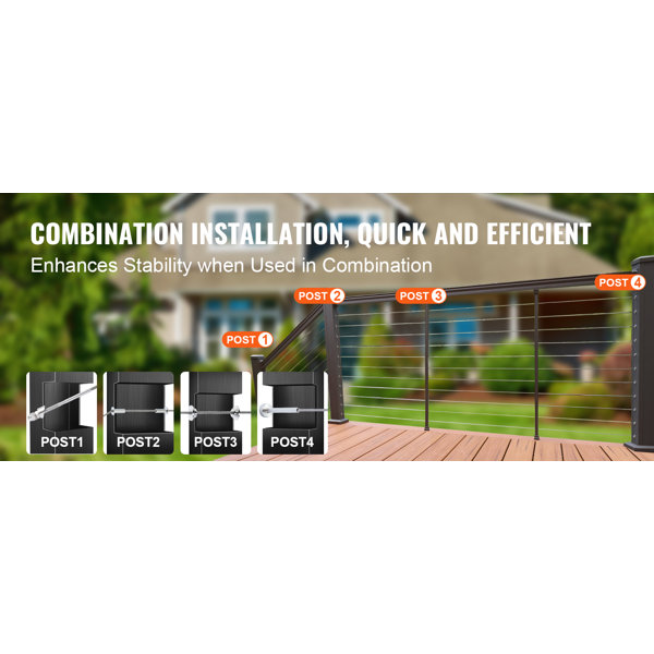 VEVOR Cable Railing Swage Threaded Stud Tension Rod | Wayfair