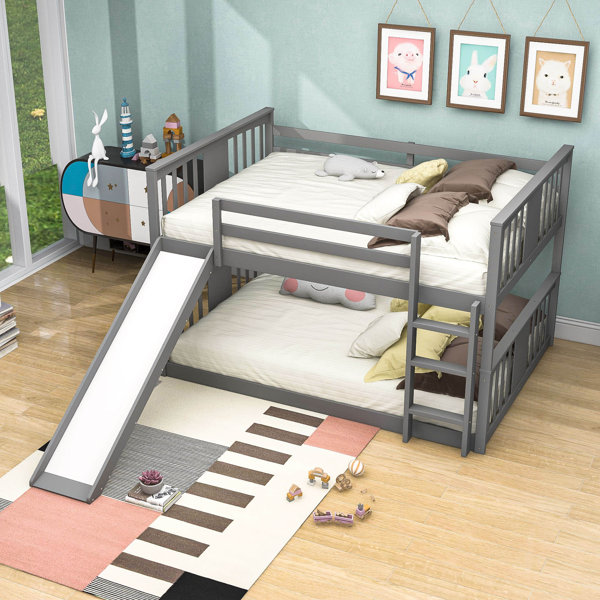 Harriet Bee Full Over Full Wooden Standard Bunk Bed with Slide ...