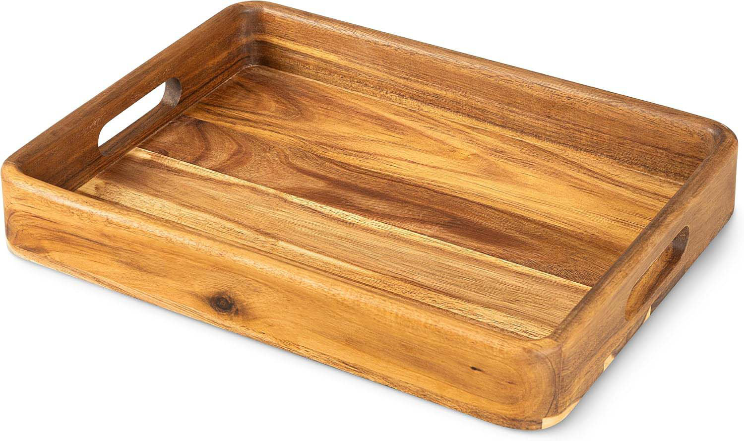 One Allium Way Acacia Wooden Serving Trays With Handles For Eating, Appetizers, Food, Snacks, Or ...