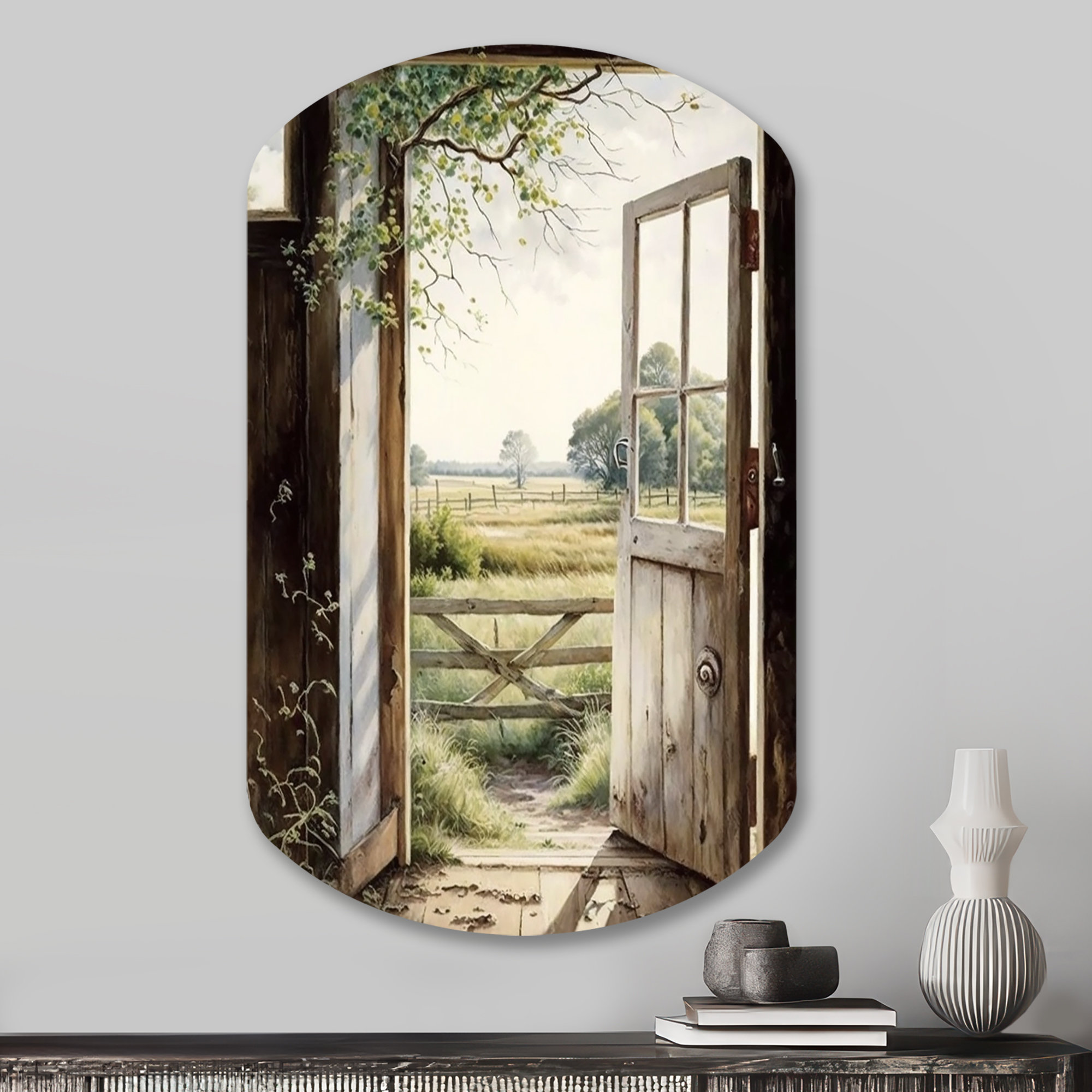 East Urban Home Fenner - Farm Landscape Cylinder Shape Irregular Metal ...