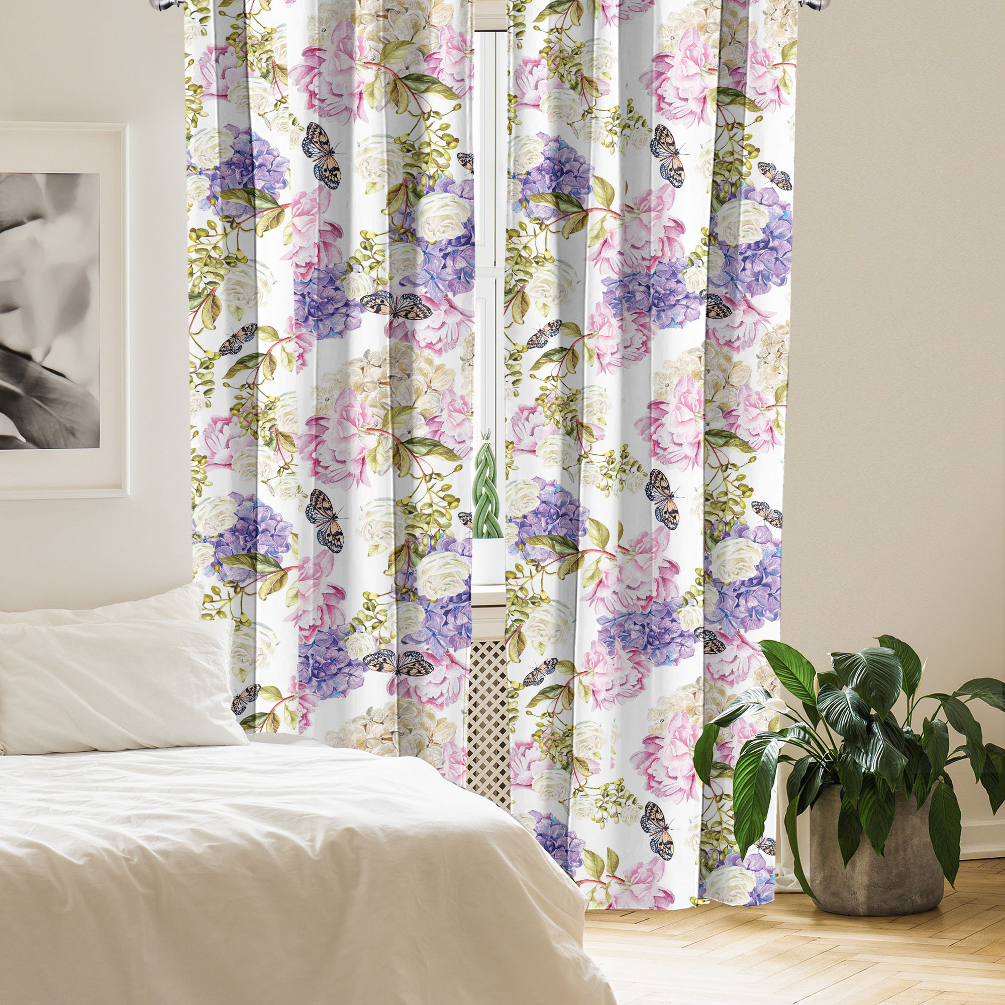 East Urban Home Flower Pattern Curtains Romantic Feel Floral Pair ...