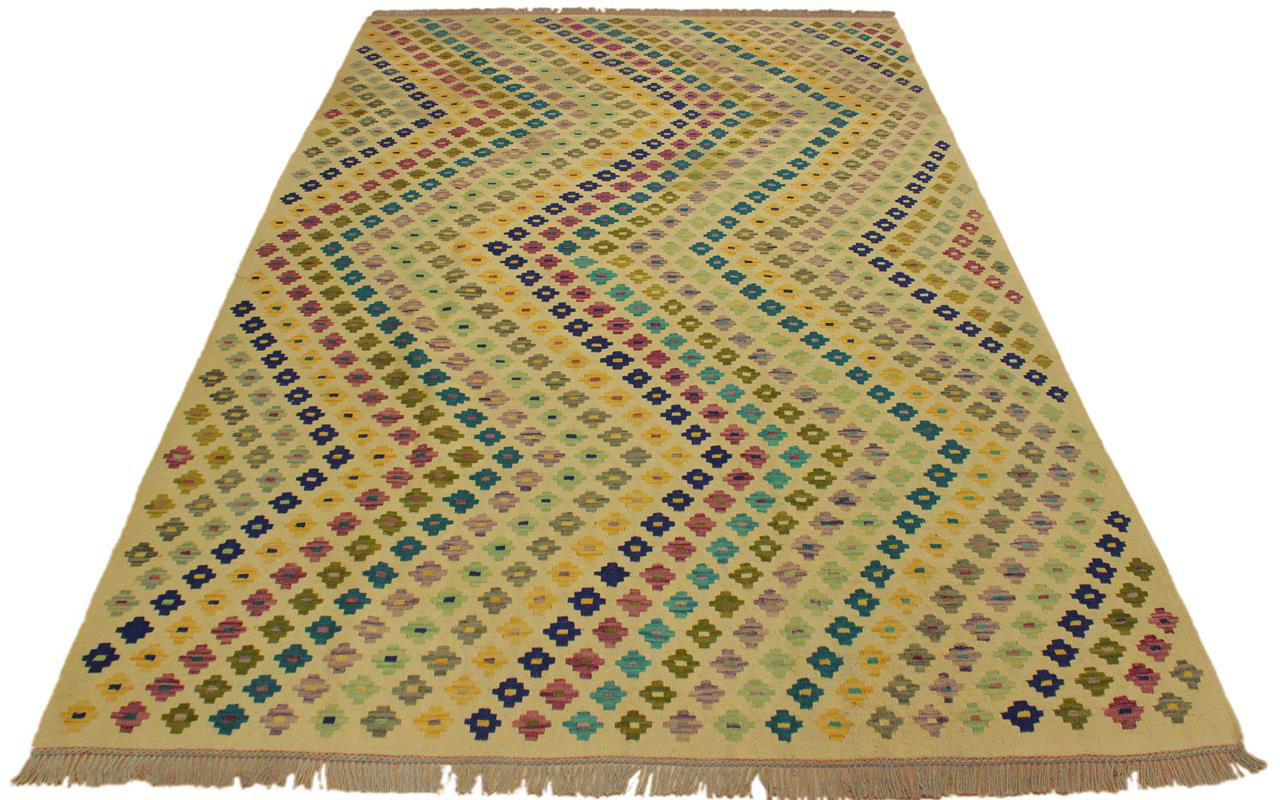 Isabelline One-of-a-Kind Sinclair Handmade Kilim 6'7" x 9'9" Wool Beige ...