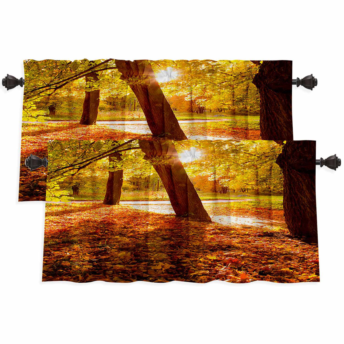 Ophelia & Co. Orange 52"W Colorful Autumn Trees Park Tree Fall Window ...