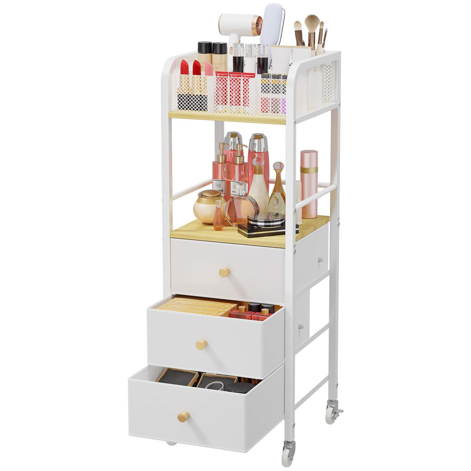 Hokku Designs Rolling Makeup Cart Organizer - Floor Skincare Make Up ...