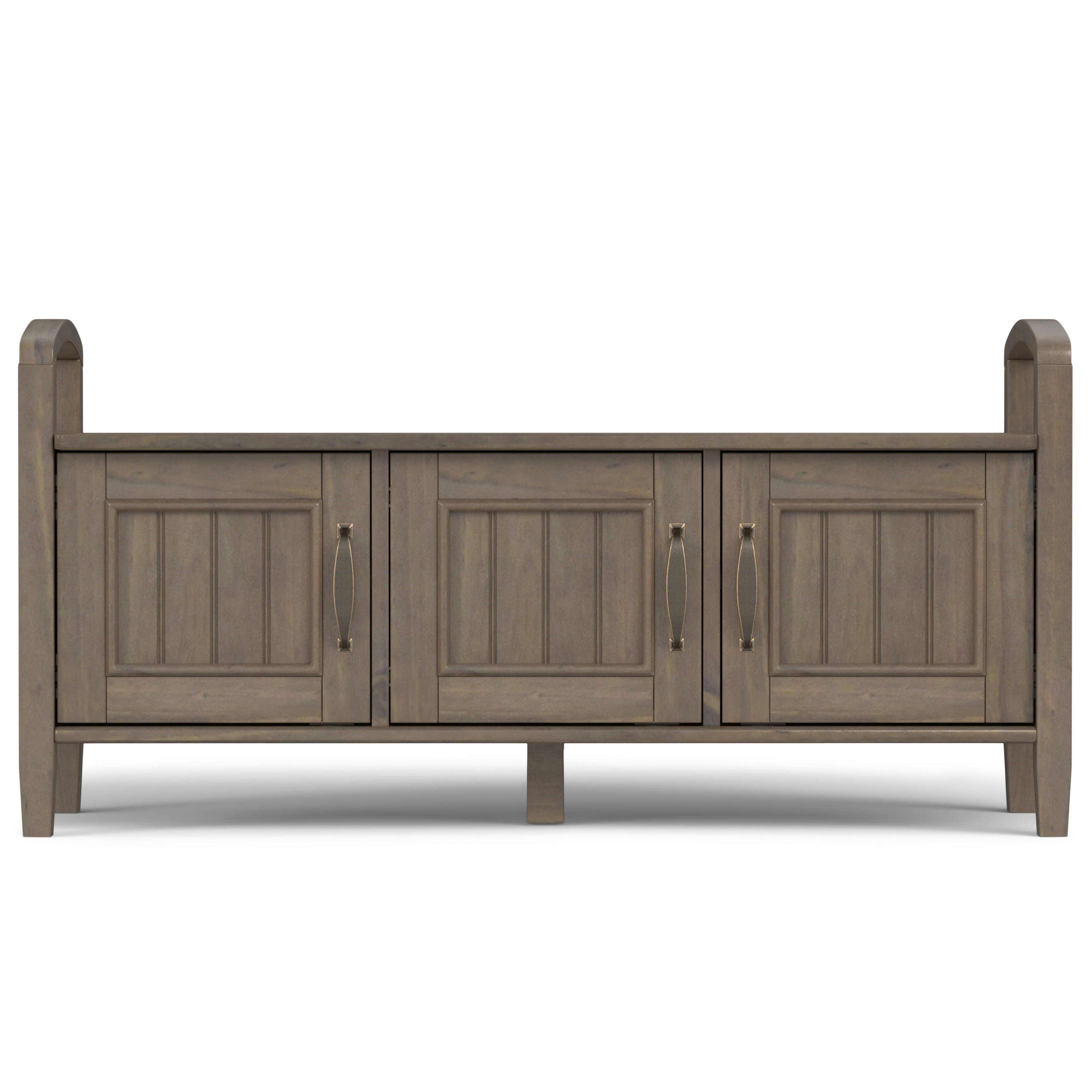 Simpli Home Lev SOLID WOOD Entryway Storage Bench in Smoky Brown ...