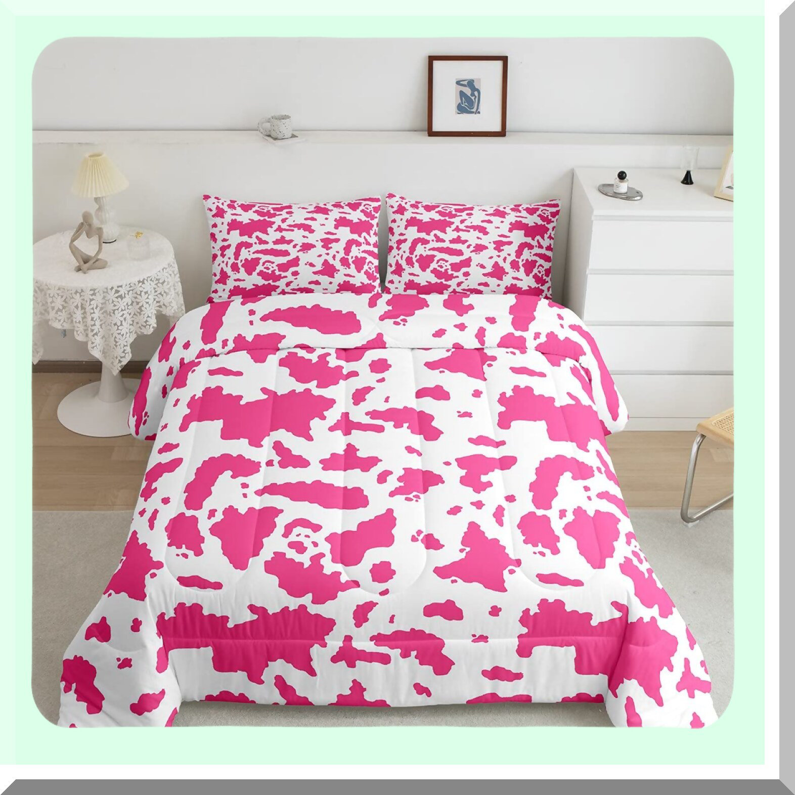 East Urban Home Farmhouse Cow Print Queen Comforter Set - Vintage Pink ...