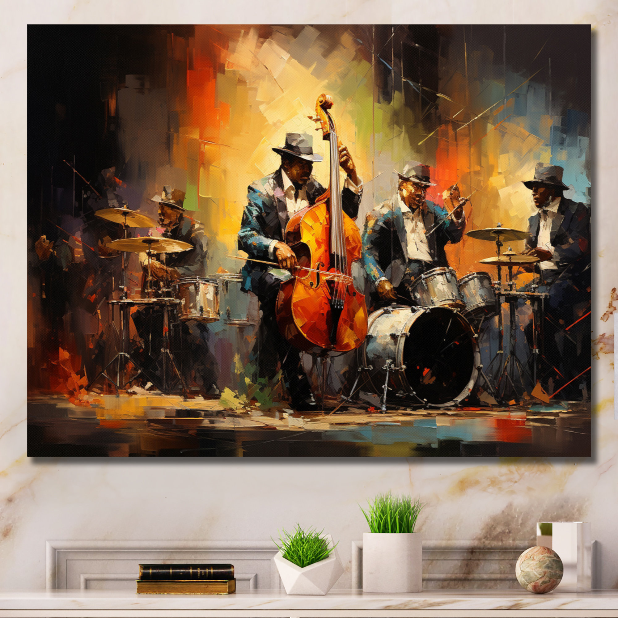 Wade Logan Beira Yellow Orange Jazz Band - Print On Canvas & Reviews ...