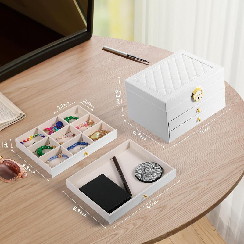 Everly Quinn 3 Layer Jewelry Box, Jewelry Holder Organizer With Jewelry ...
