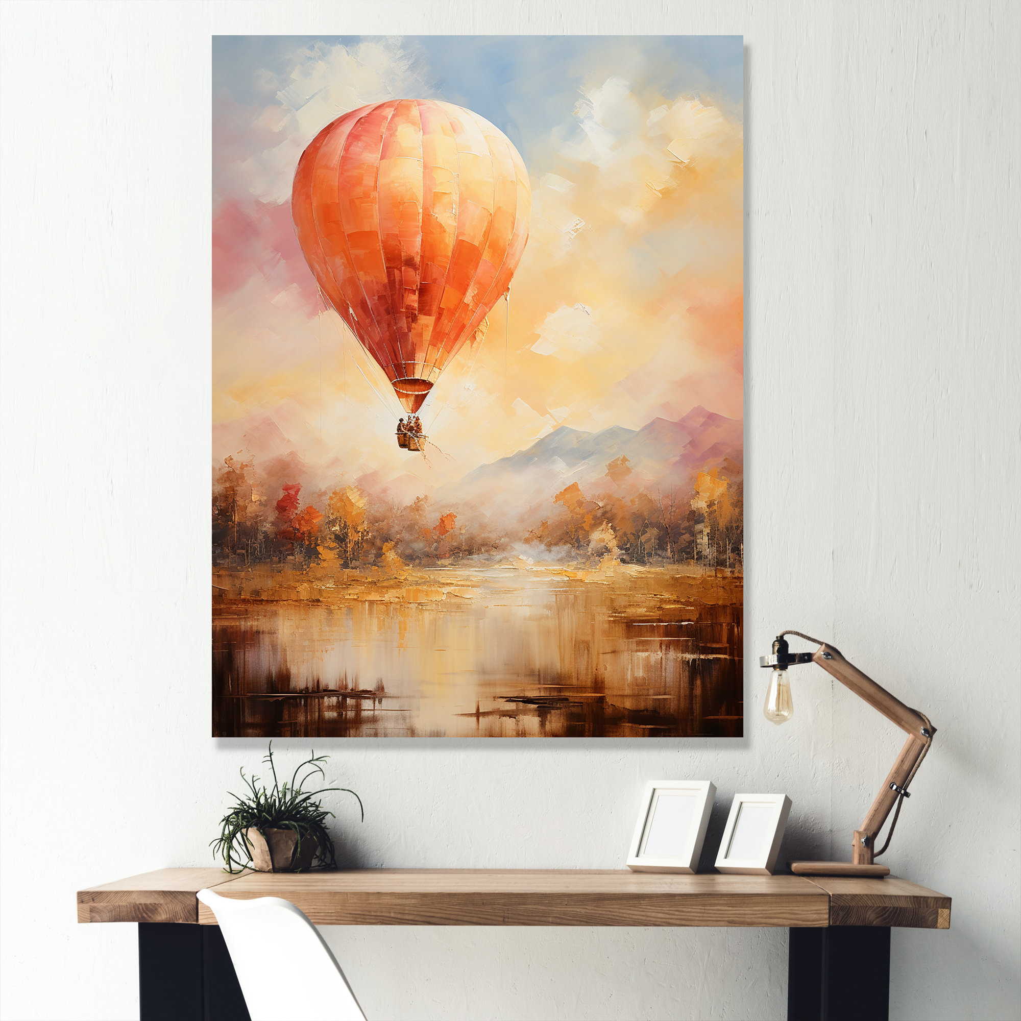George Oliver Abstract Colorful Balloon Soaring III Framed On Canvas ...