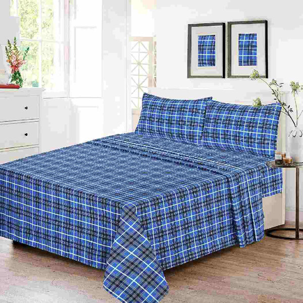 weilaicheng 100% Cotton Plaid Sheet Set - Wayfair Canada