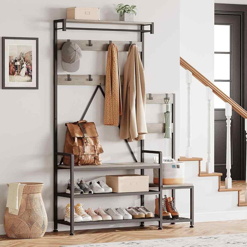 Stunver Metal Freestanding 10 - Hook Coat Rack | Wayfair