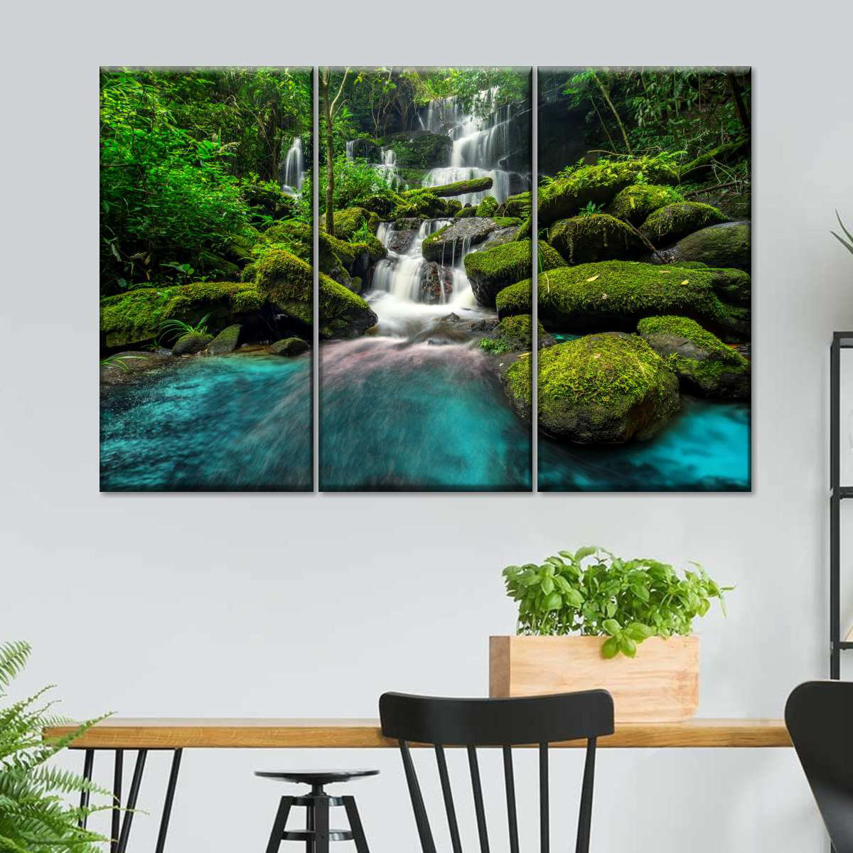 Millwood Pines Tropical Waterfall On Canvas 3 Pieces Set | Wayfair