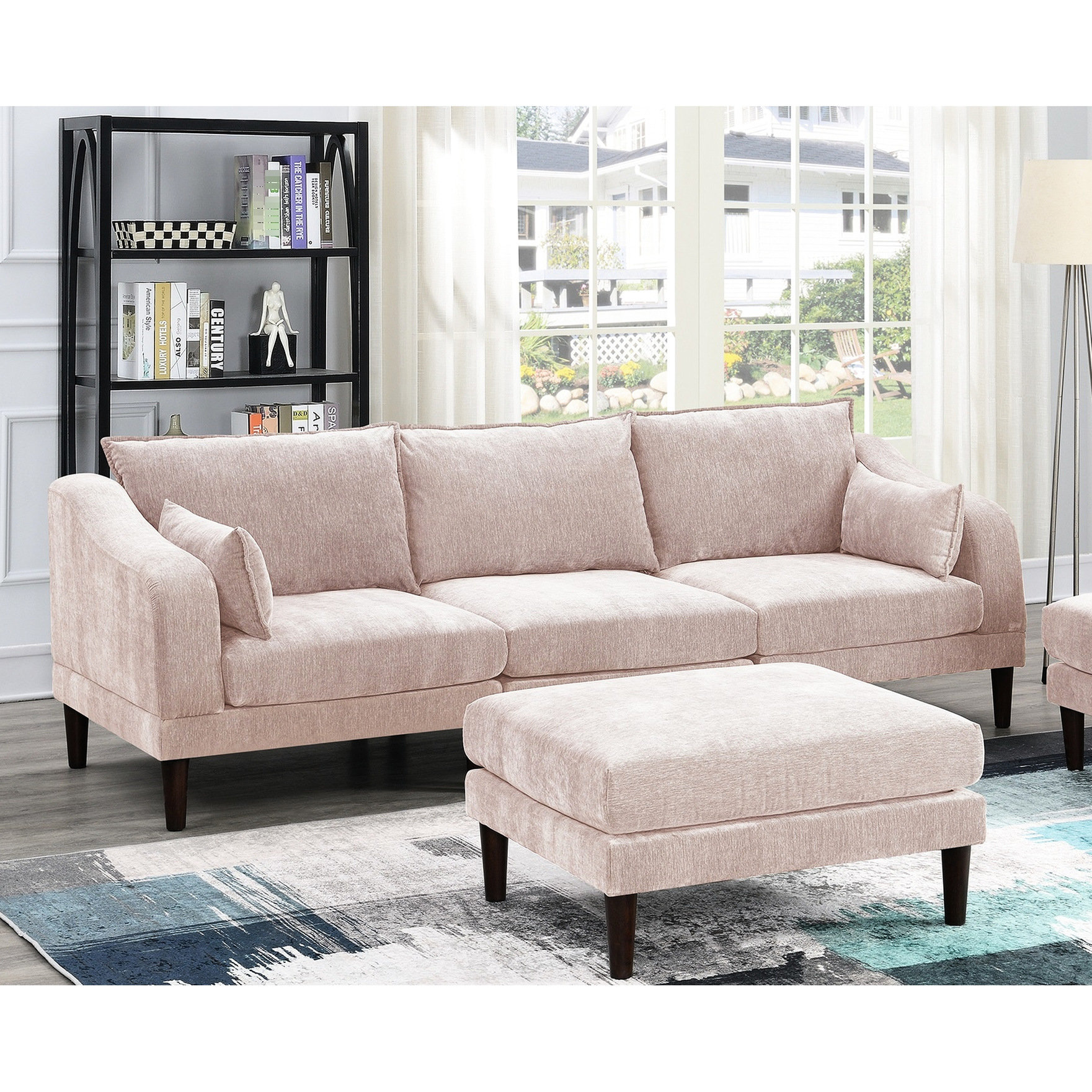 Lark Manor™ Blush Pink Modular For Living Room, & Chairs, Wood Leg ...
