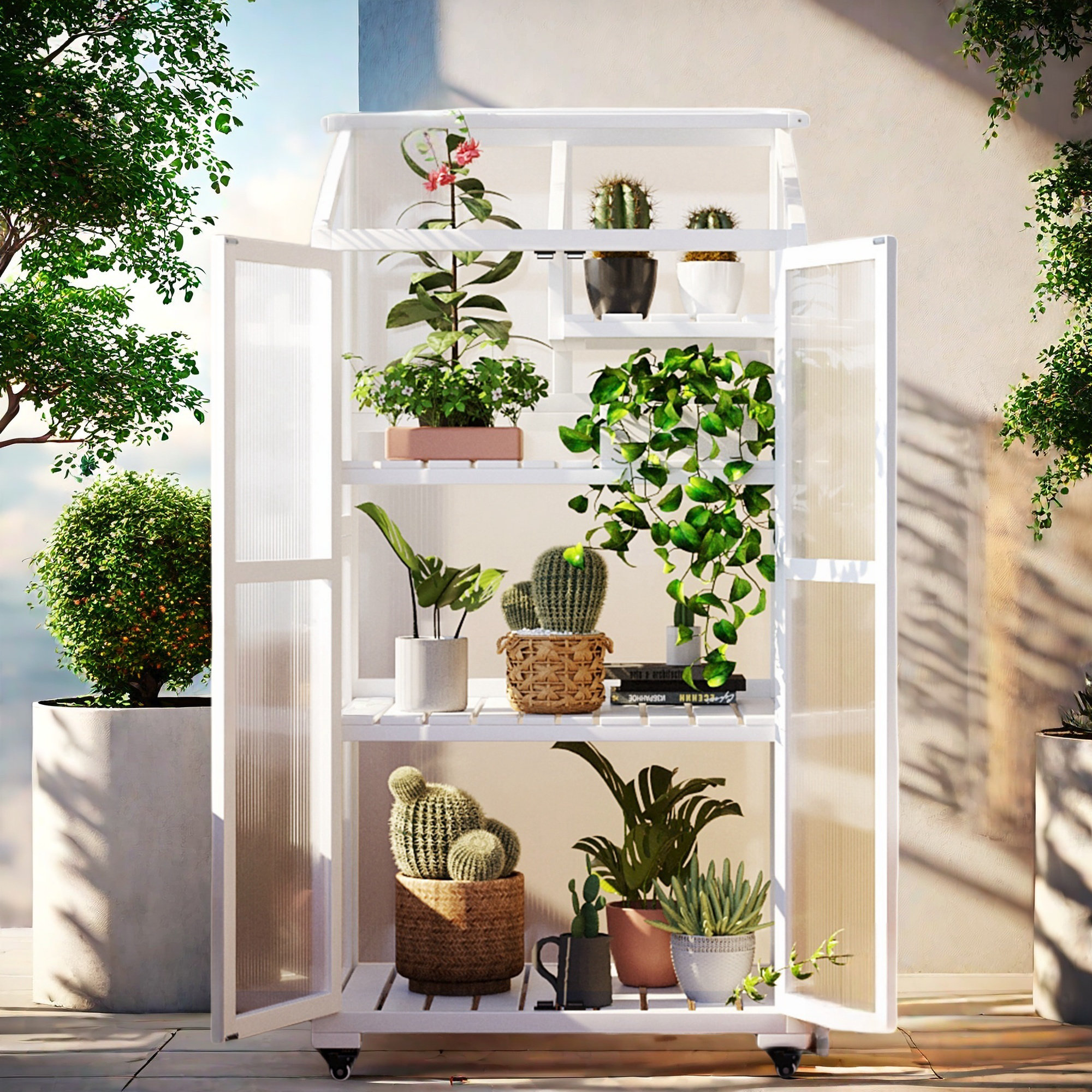 Velvetvanguards Height Wood Large Greenhouse Balcony Portable Cold ...
