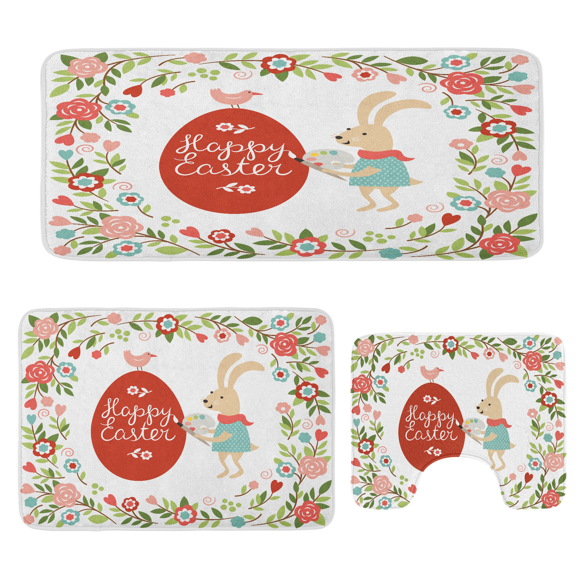 The Holiday Aisle® Easter Bathroom Rug Set 3 Pieces U-Shape & Rectangle ...