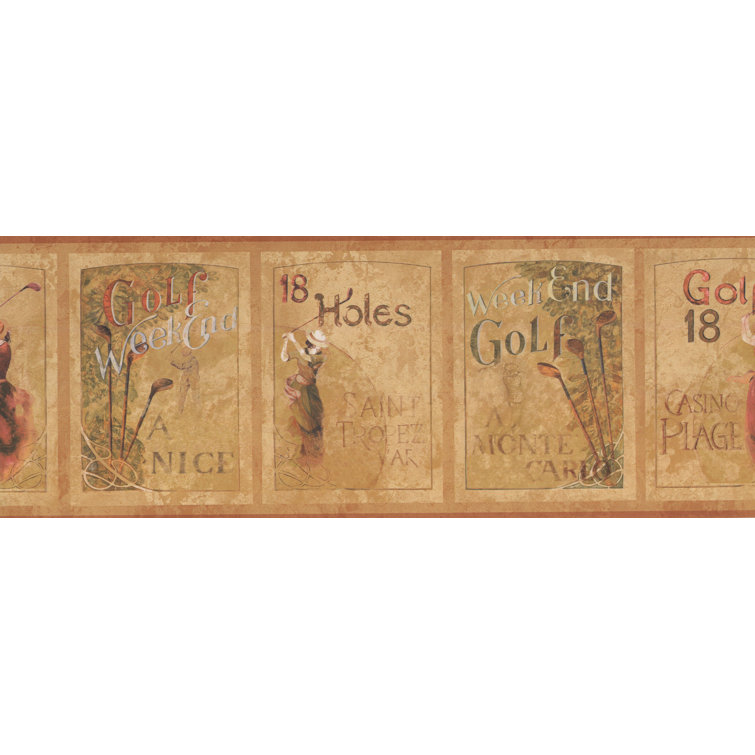 CONCORD WALLCOVERINGS ™ Vintage Golf Faux Paintings Sports Retro Design ...